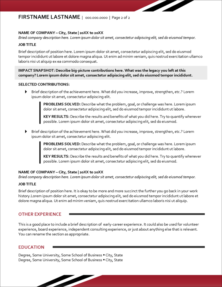 Modern Executive Resume Template - Distinctive Resume Templates