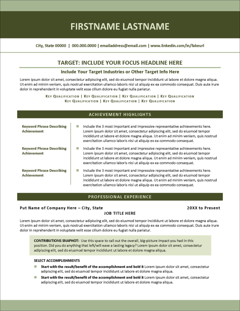 Using Color on Your Resume - Distinctive Resume Templates