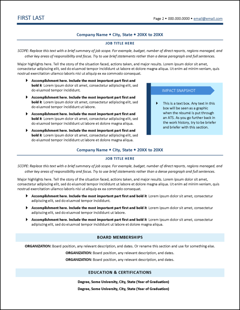 Modern Professional Resume Template - Distinctive Resume Templates