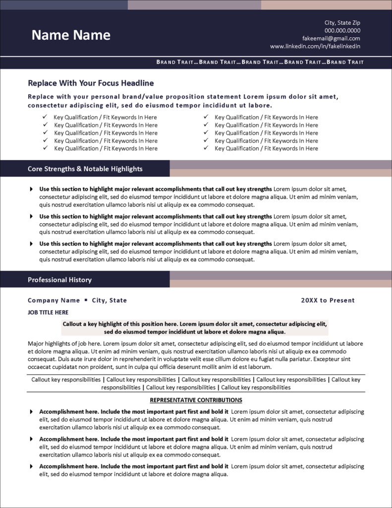 Contemporary, Easy-to-Customize Corporate Resume Template for Word