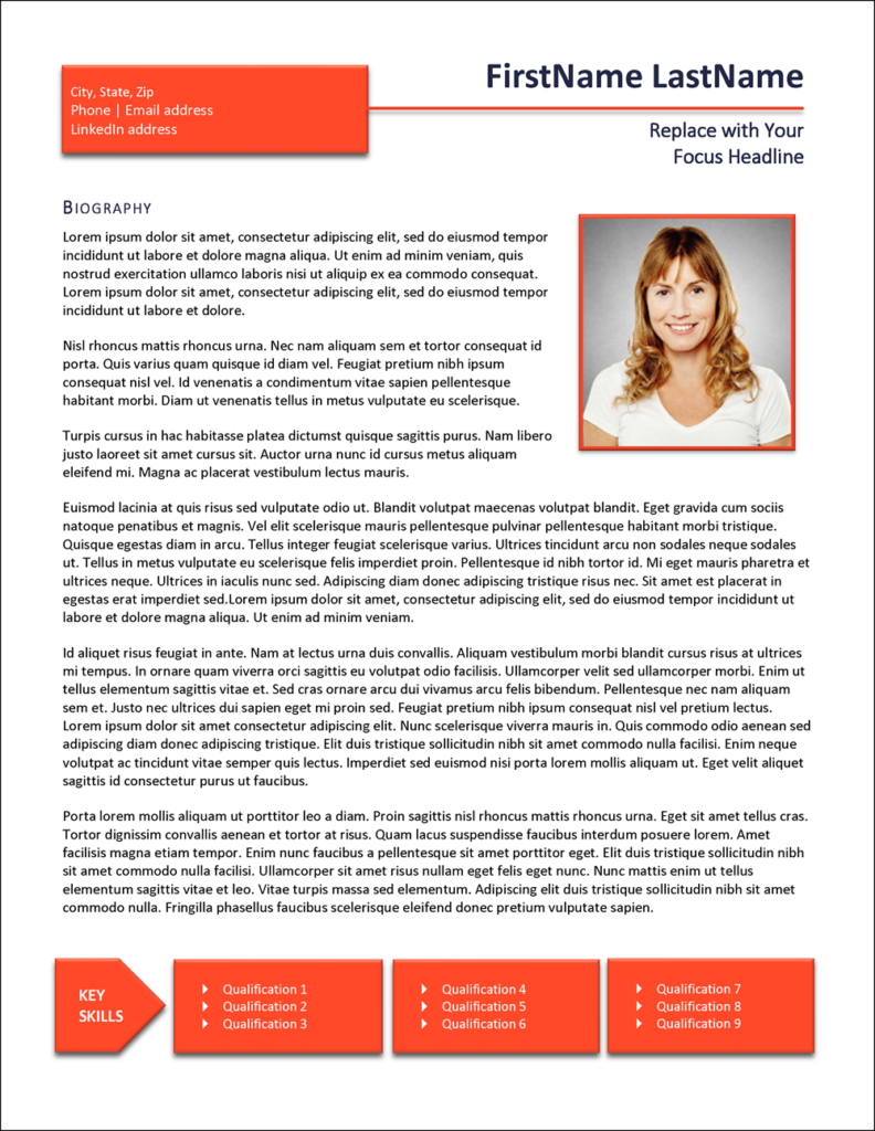 High School Student Biography & Cover Letter Templates for MS Word