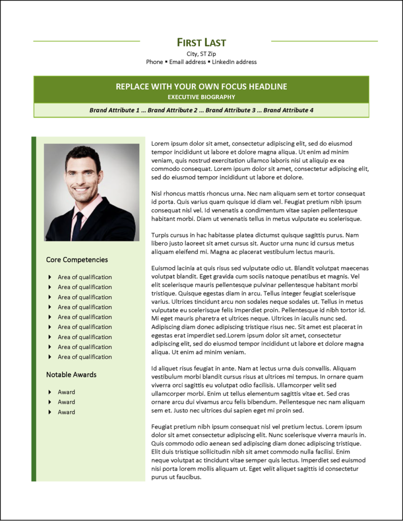 High School Student Biography & Cover Letter Templates for MS Word