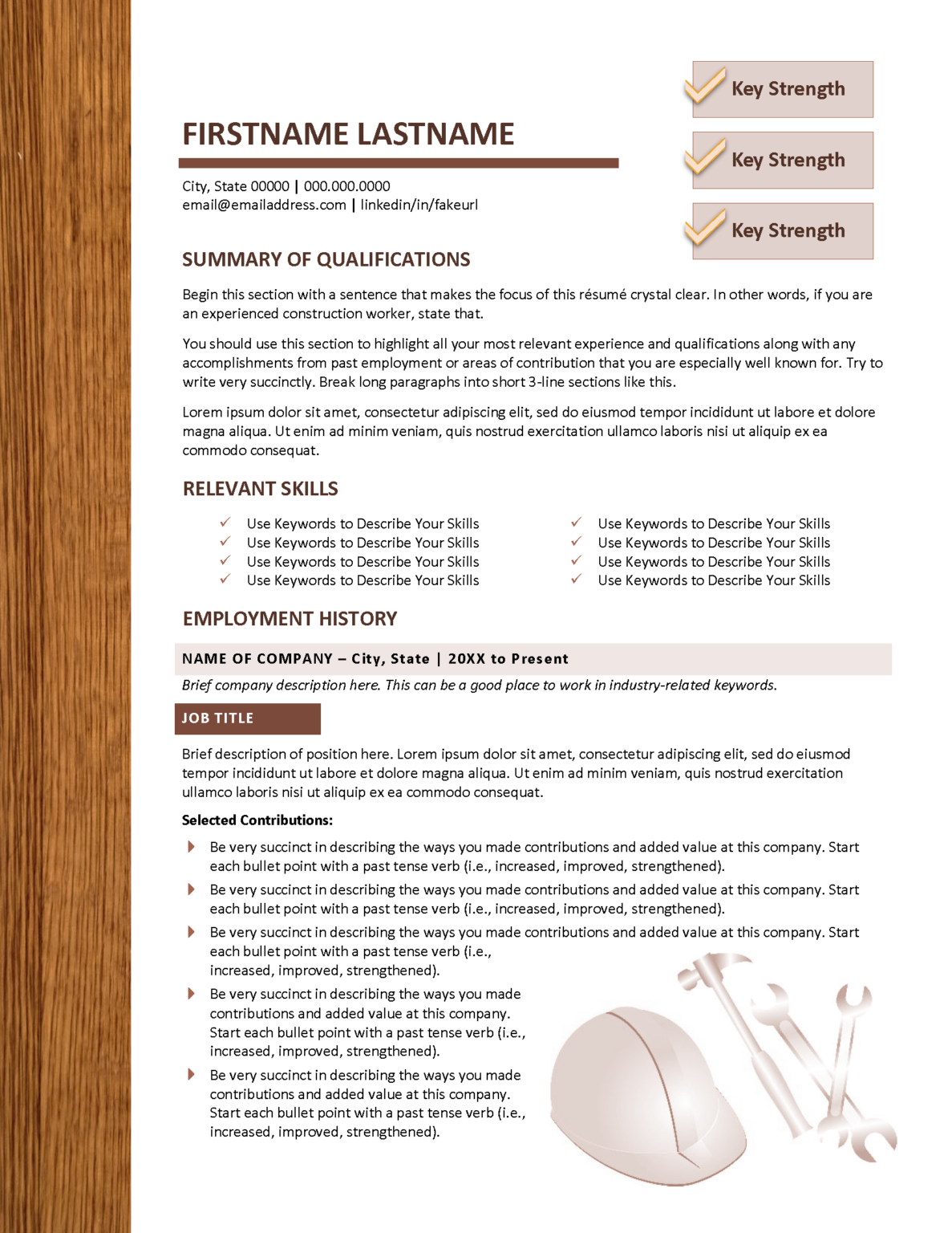 ATS-Friendly Construction Resume Template for Building Jobs