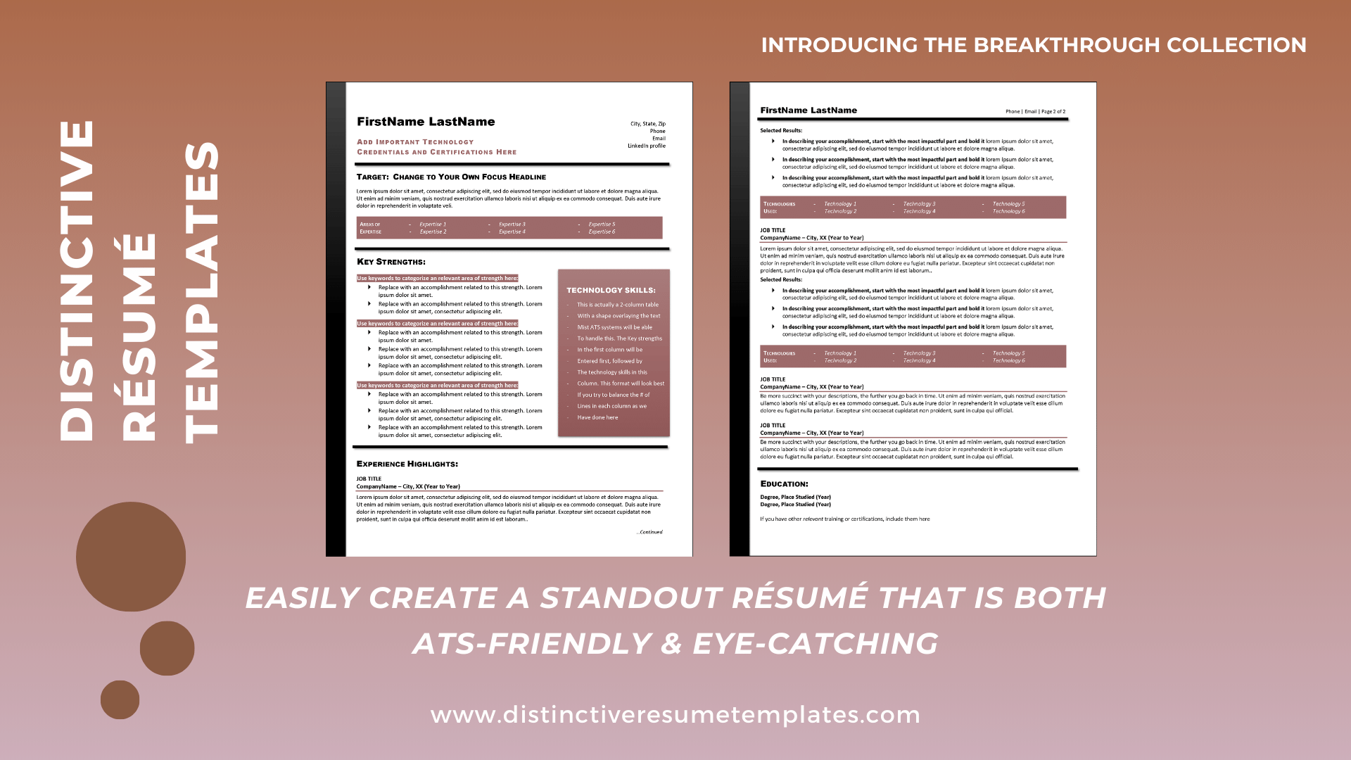 Best Technical Resume Template - Distinctive Resume Templates