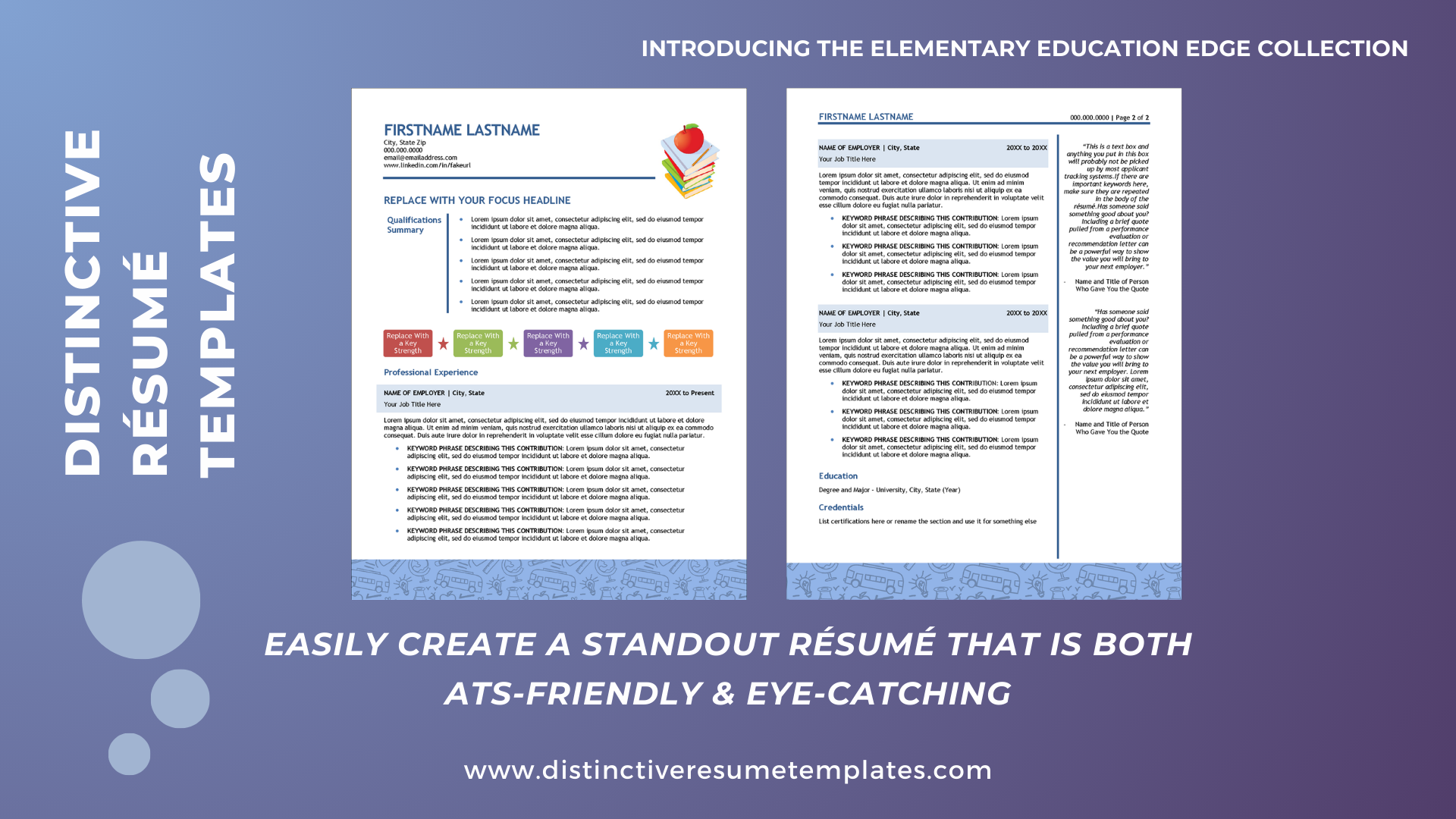 Elementary Teacher Resume Template for Teachers & Administrators