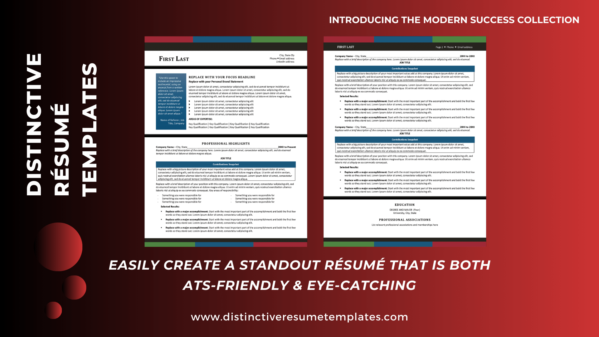 Eye-Catching, Modern Resume Template for Executives & Professionals