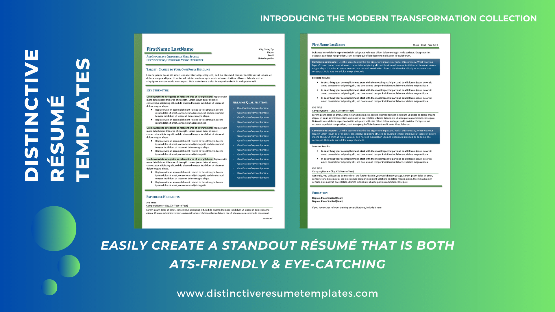 Custom-Designed Resume Template for Changing Careers