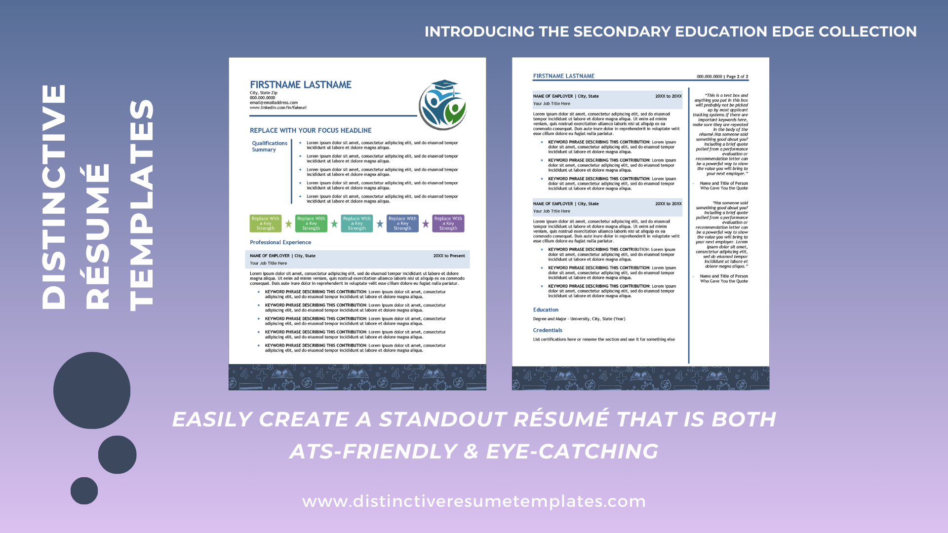 High School Teacher Resume Template for Secondary School Professions