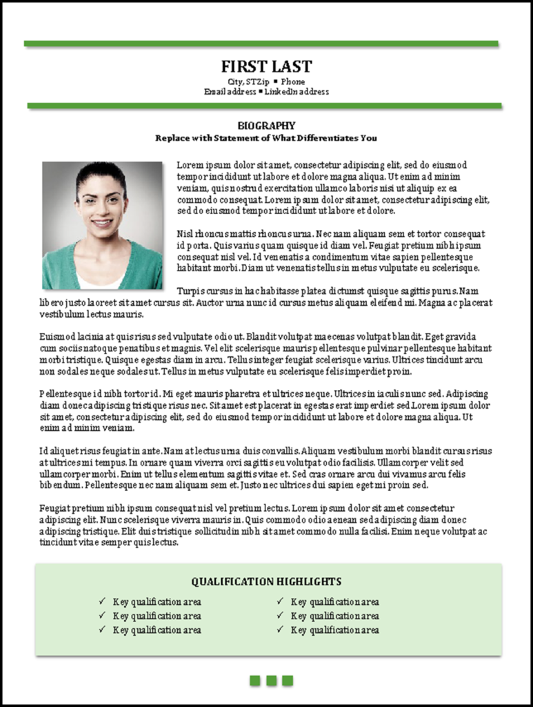 Modern Professional Biography & Cover Letter Templates for MS Word