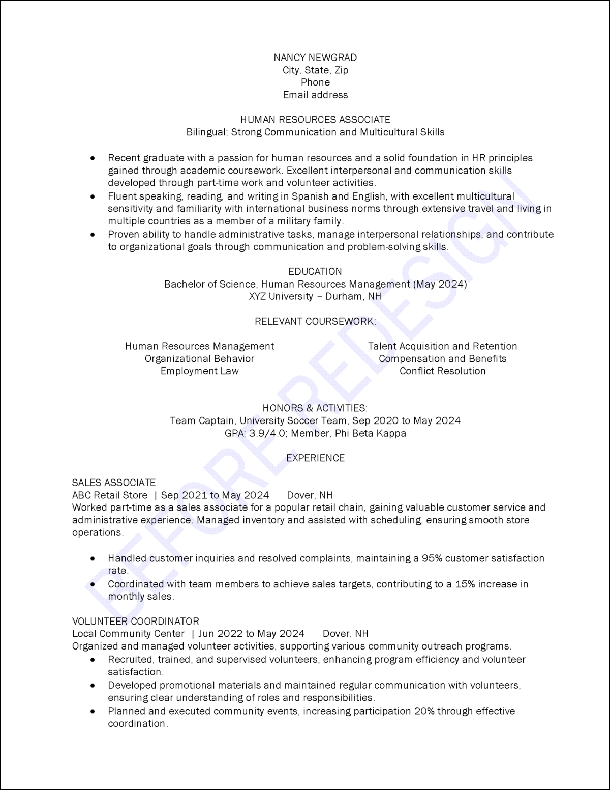 Resume Template for Graduating Students - Distinctive Resume Templates