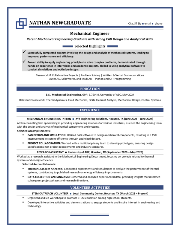 One-Page Resume Template for Students & Entry-Level Job Hunters