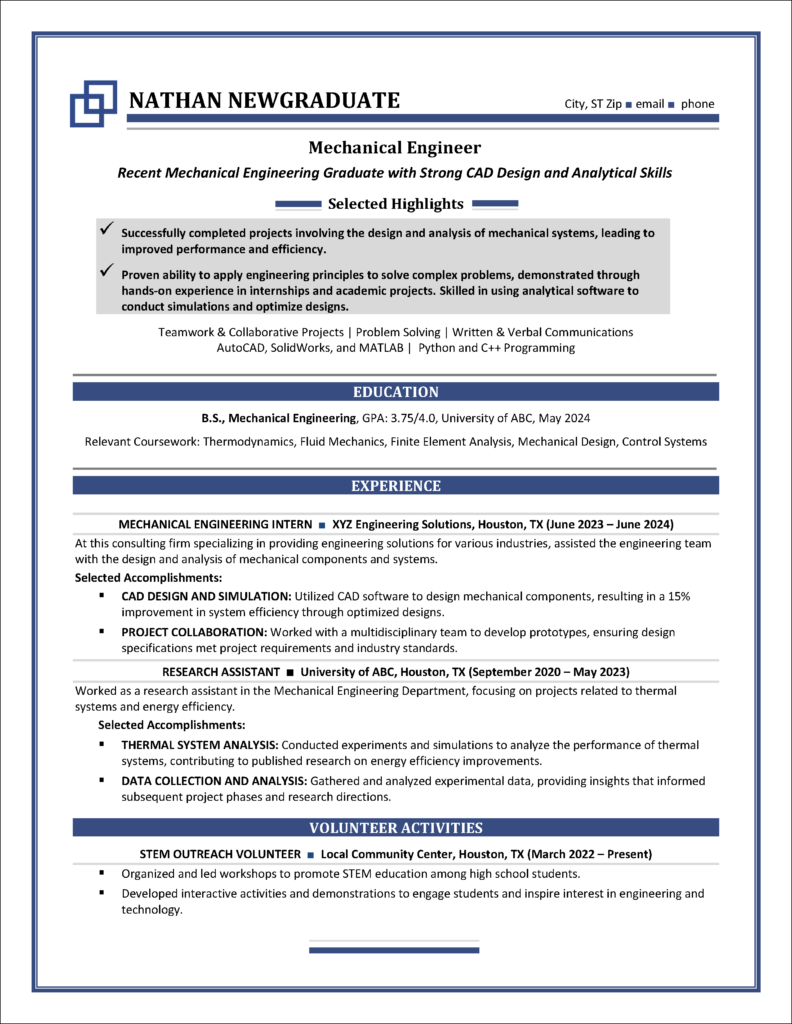 One-Page Resume Template for Students & Entry-Level Job Hunters