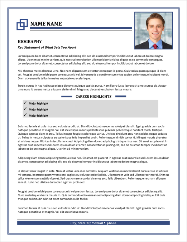 Elegant Executive Profile, Bio, References & Cover Letter Templates