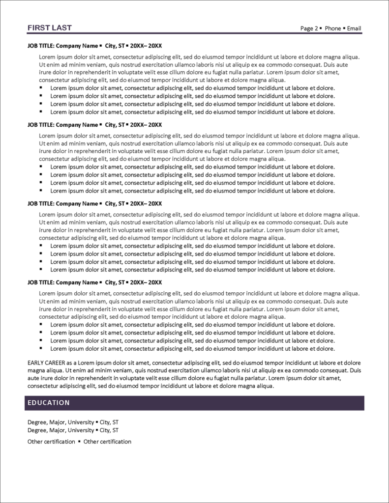 Consulting Resume Template - Distinctive Resume Templates
