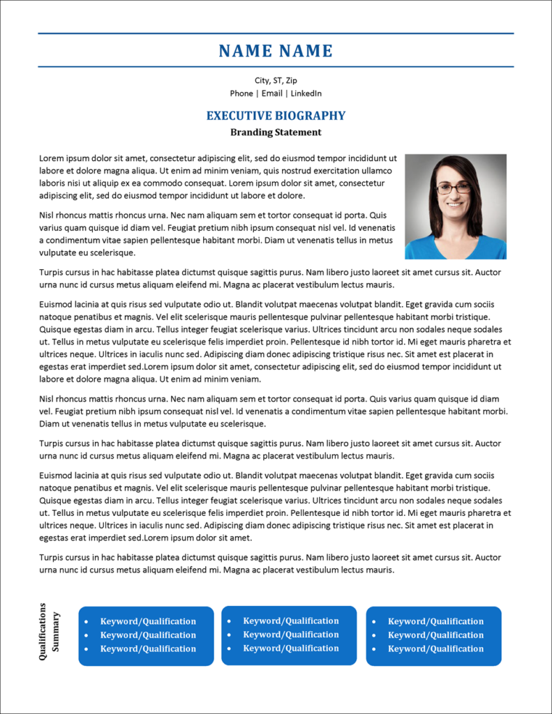 High School Student Biography & Cover Letter Templates for MS Word