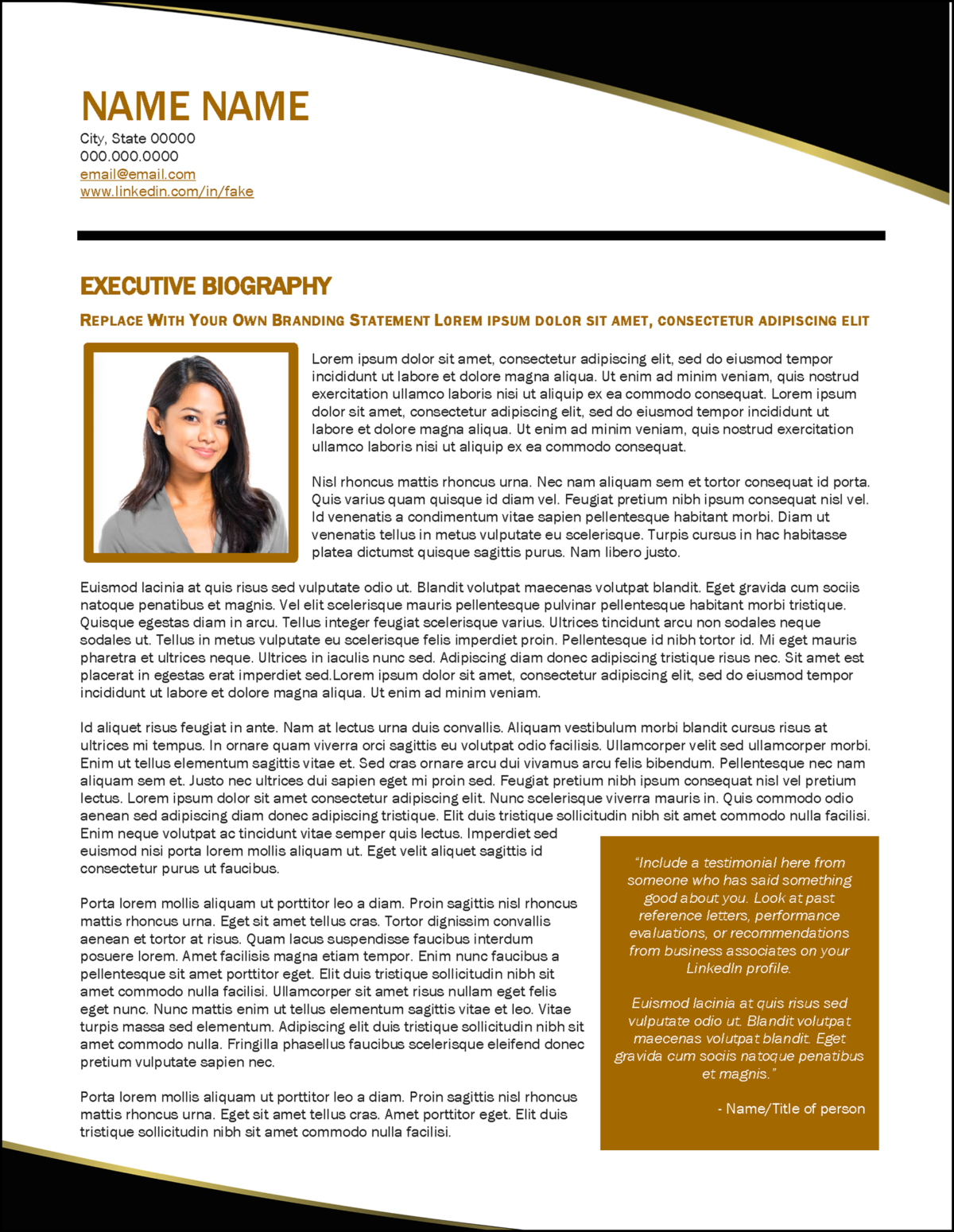 Uniquely Designed Biography & Cover Letter Templates for Word