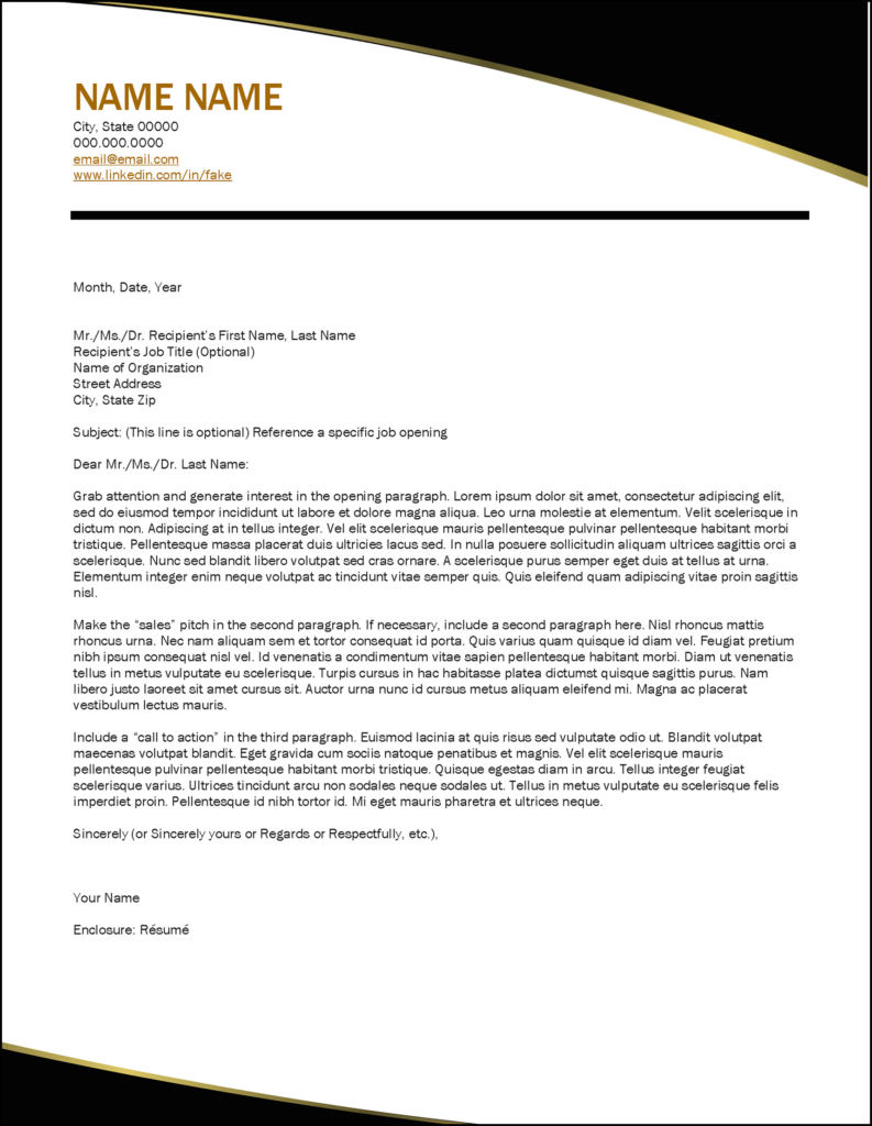 Uniquely Designed Biography & Cover Letter Templates for Word