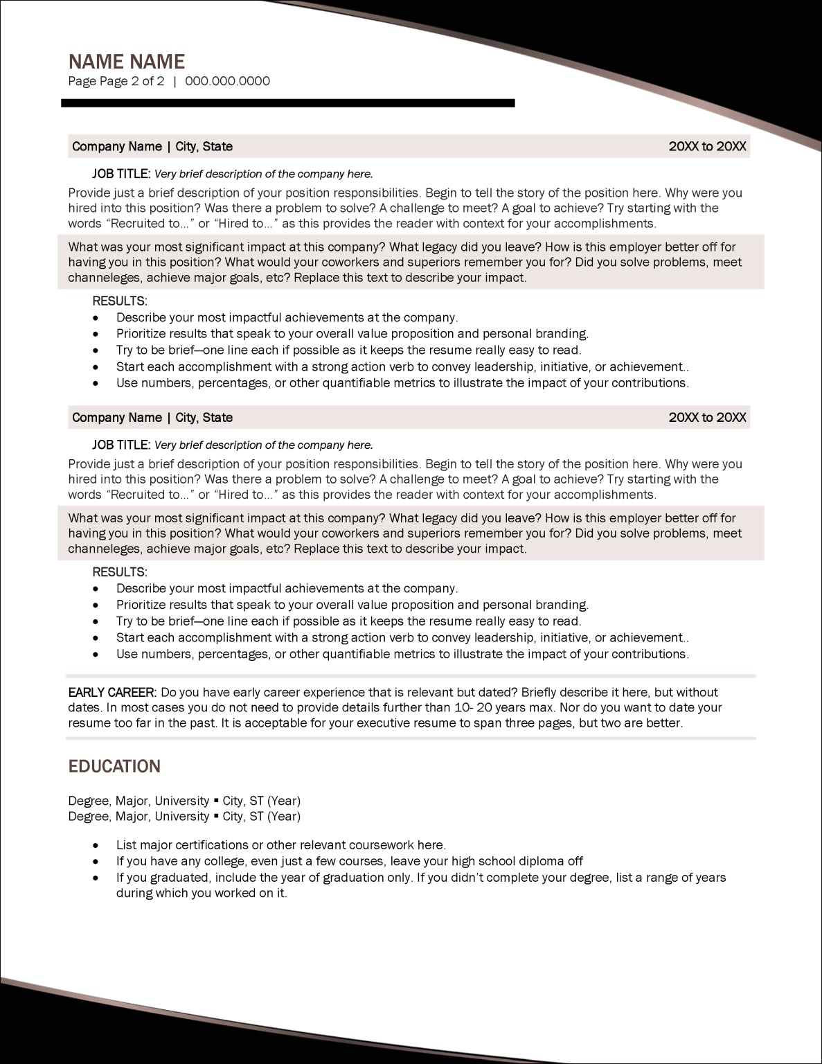 Unique Resume Template for MS Word | Distinctive Templates