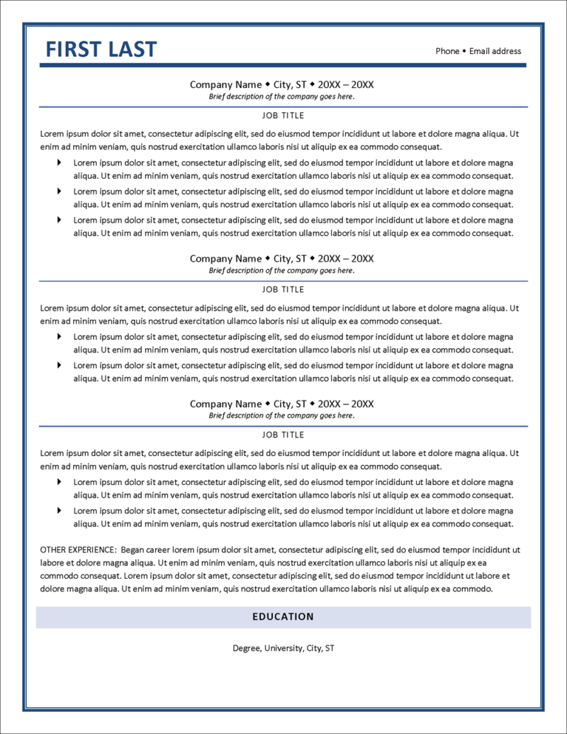 Resume Template for Tradespeople