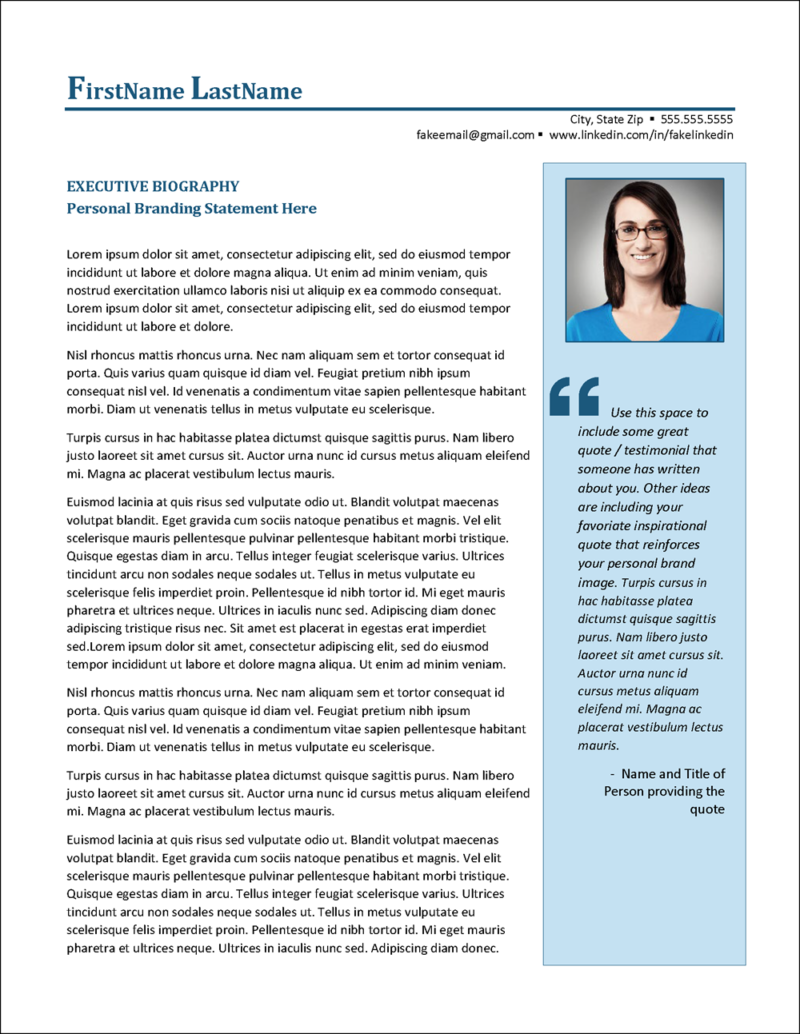 Elegant Executive Profile, Bio, References & Cover Letter Templates