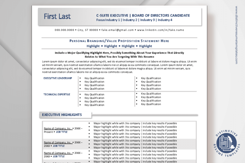 Best Board Resume Template for Executive Board Candidates