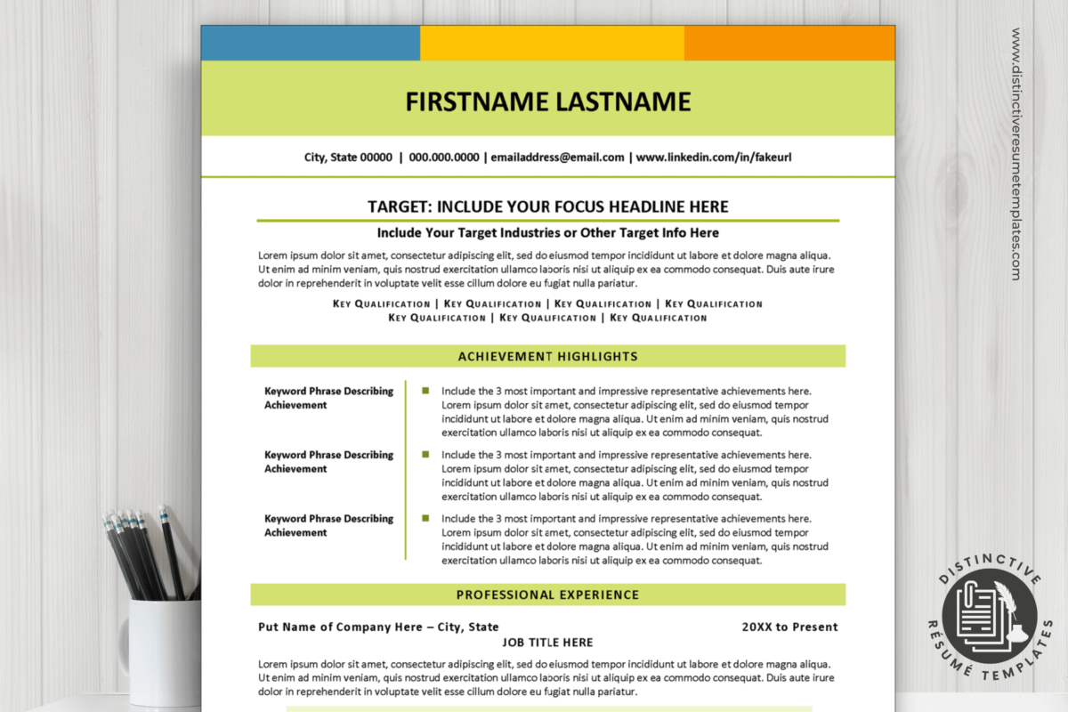 Contemporary Resume Template for Professionals & Executives