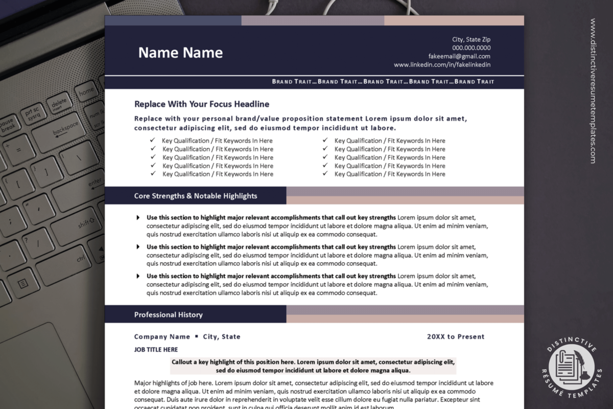 Contemporary, Easy-to-Customize Corporate Resume Template for Word
