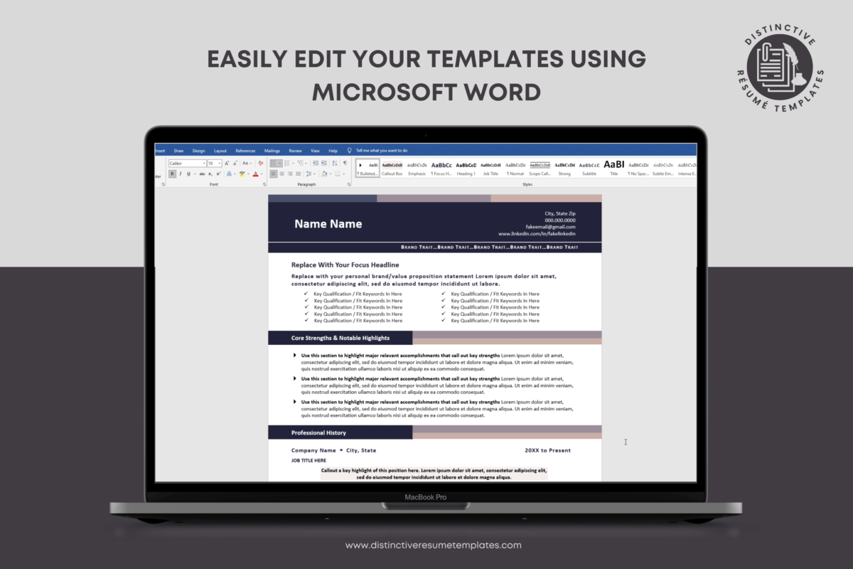Contemporary, Easy-to-Customize Corporate Resume Template for Word