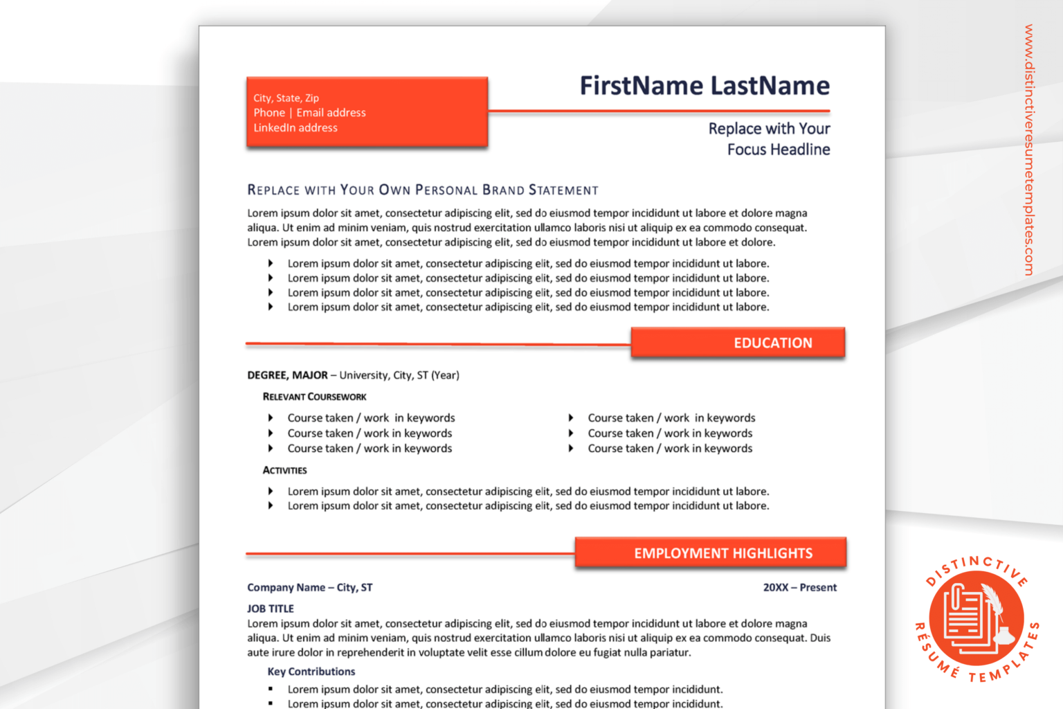 Adaptable Resume Template for Microsoft Word