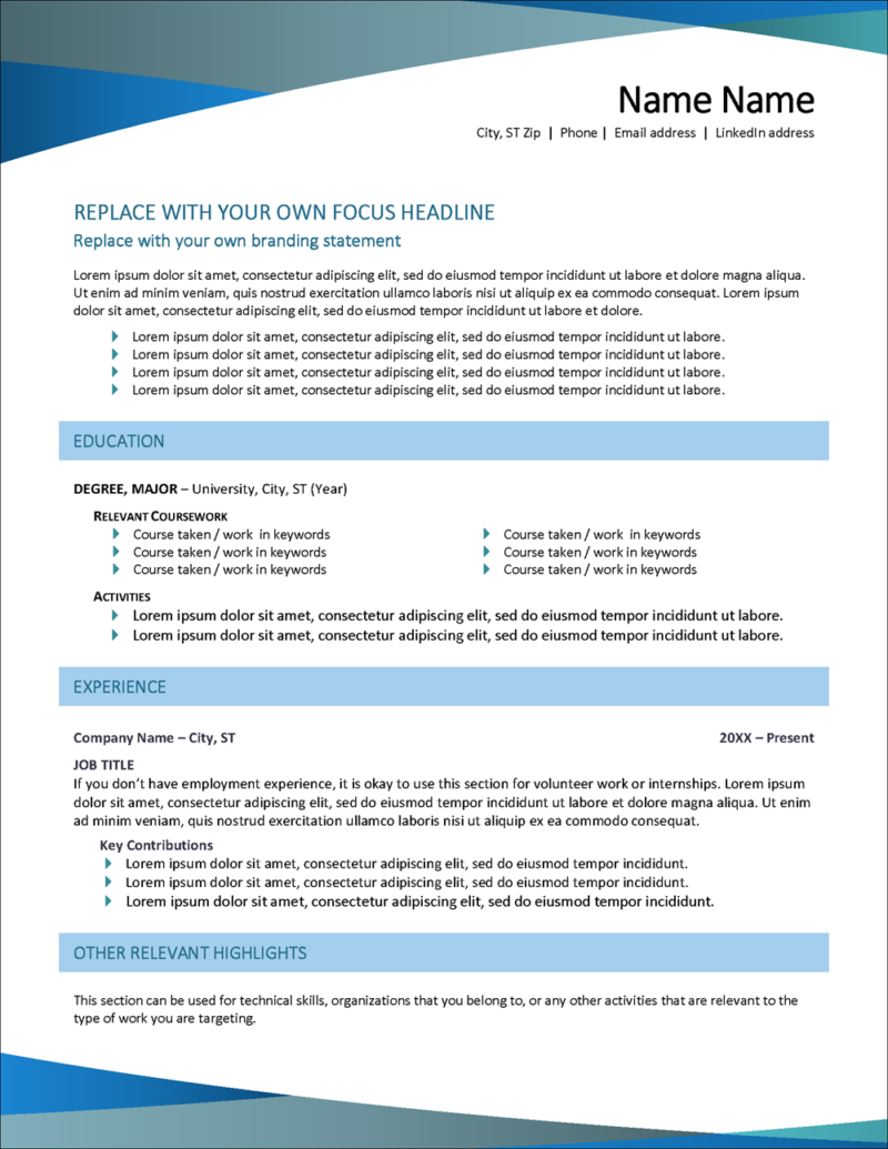 Early-Career Resume Templates - Distinctive Resume Templates