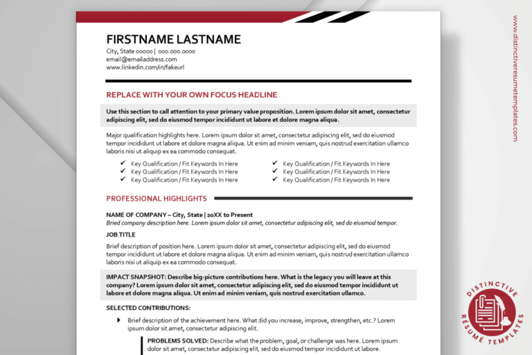 Modern Executive Resume Template - Distinctive Resume Templates