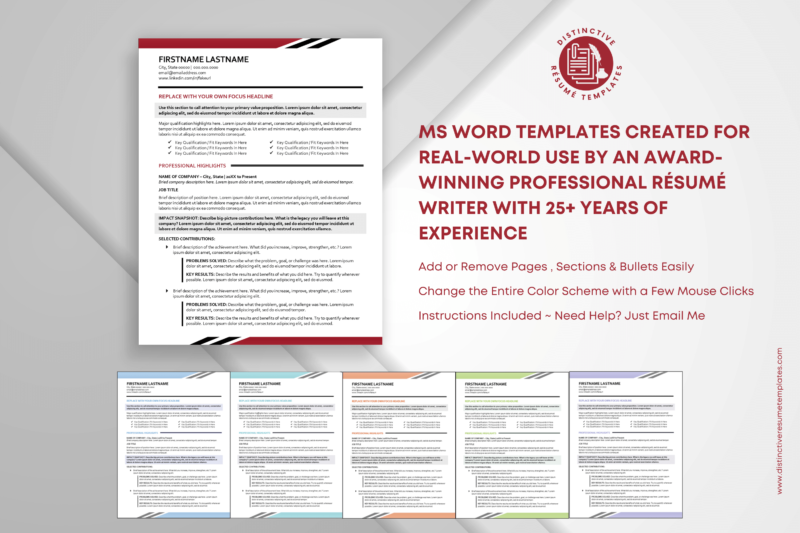 Modern Executive Resume Template - Distinctive Resume Templates