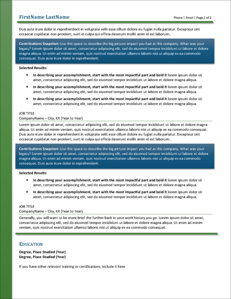 Adaptable Resume Template for Microsoft Word