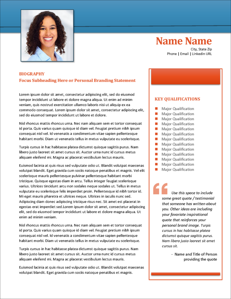 Classic Executive Biography & Cover Letter Collection