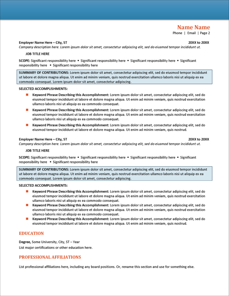 Classic Resume Template - Distinctive Resume Templates