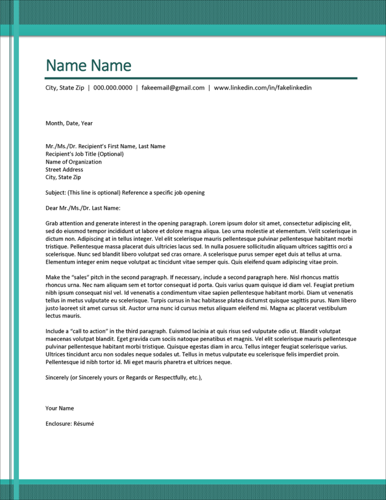 Adaptable MS Word Biography & Cover Letter Templates