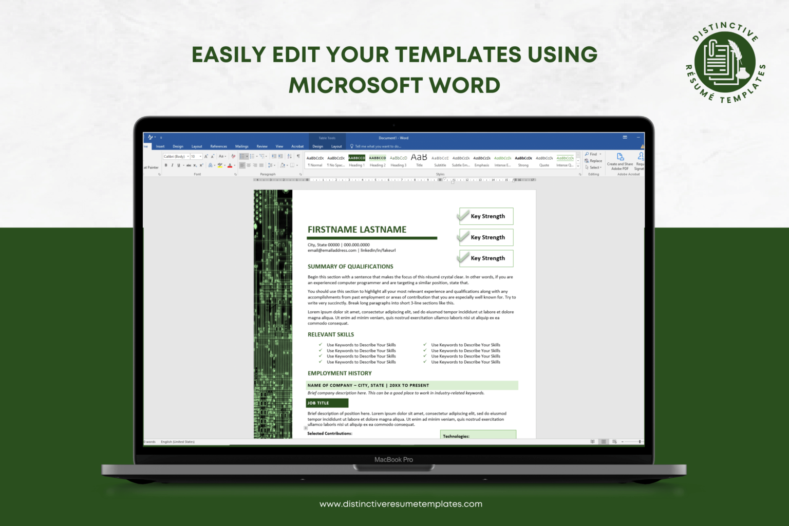 MS Word Resume Template for IT & Computer Professions