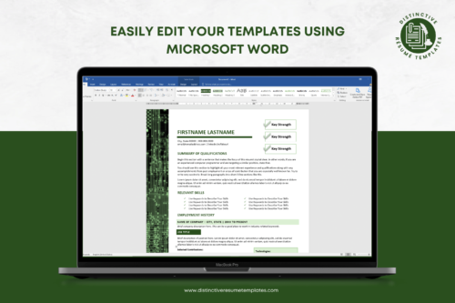 MS Word Resume Template for IT & Computer Professions