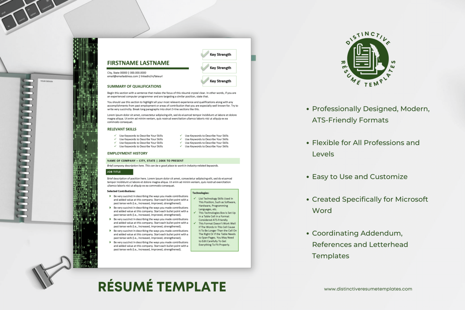 MS Word Resume Template for IT & Computer Professions