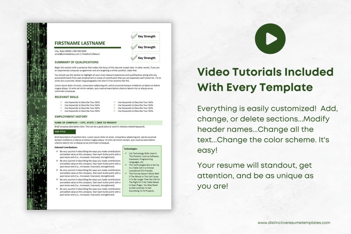 MS Word Resume Template for IT & Computer Professions