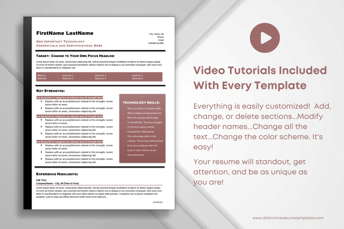 Best Technical Resume Template - Distinctive Resume Templates