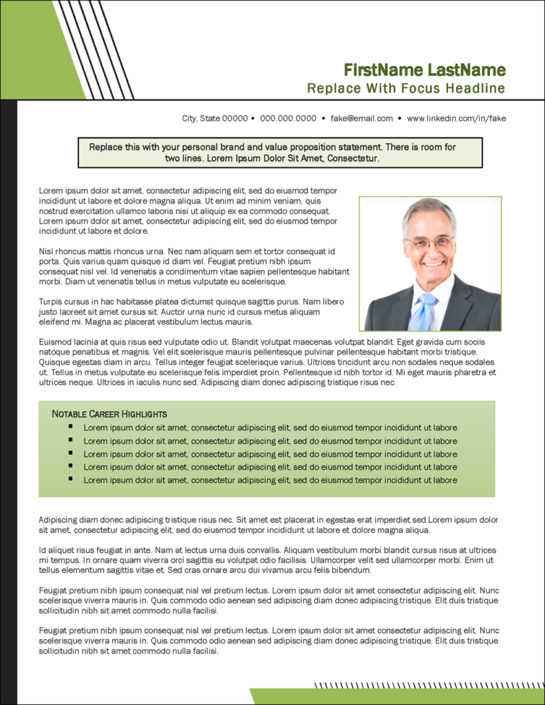 An Eye-catching Resume Template For Executives & Professionals