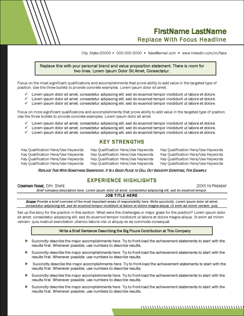 An Eye-Catching Resume Template for Executives & Professionals