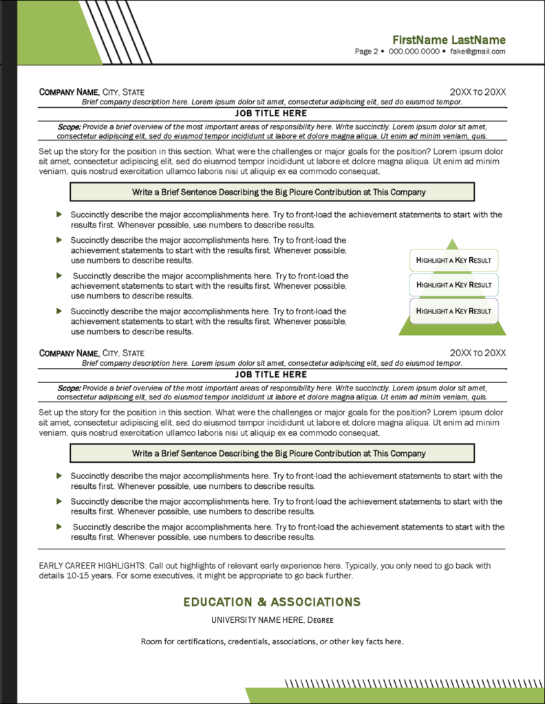 An Eye-Catching Resume Template for Executives & Professionals