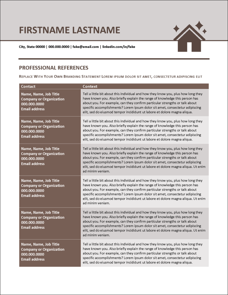 Professional References Templates for Job Searchers