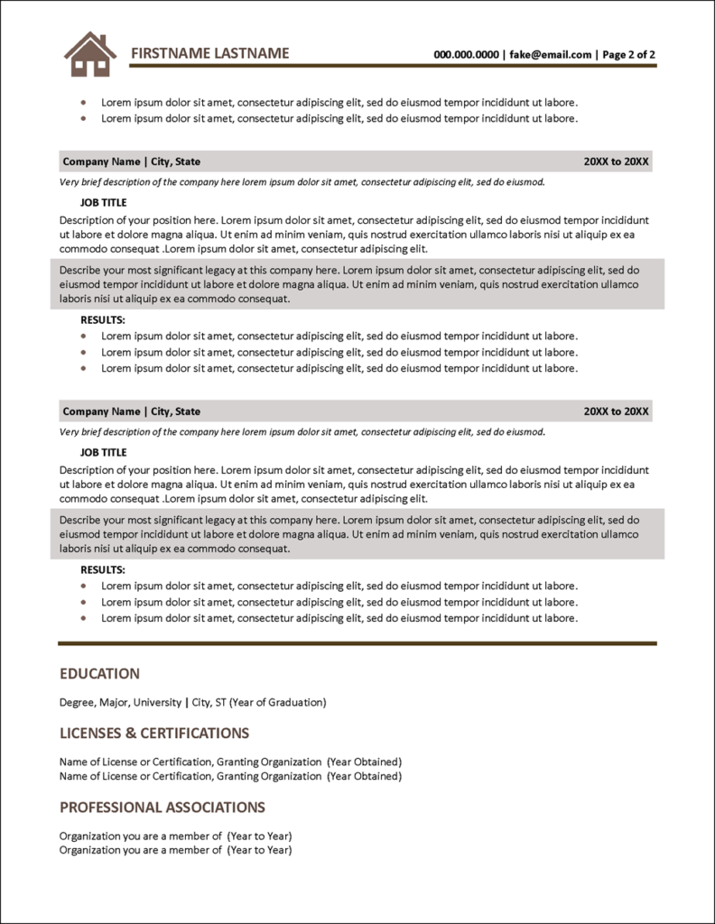 Real Estate Resume Template for Sales Agents and Realtors