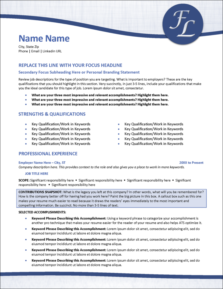 Easy-to-Edit, Professional Resume Template With a Monogram