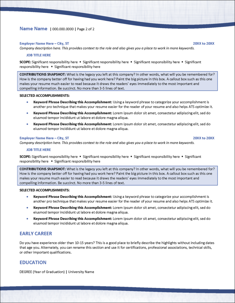 Monogrammed Addendum, Biography, References & Letterhead Templates