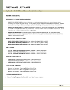 Simple Addendum, Bio, References & Letterhead Templates for Word