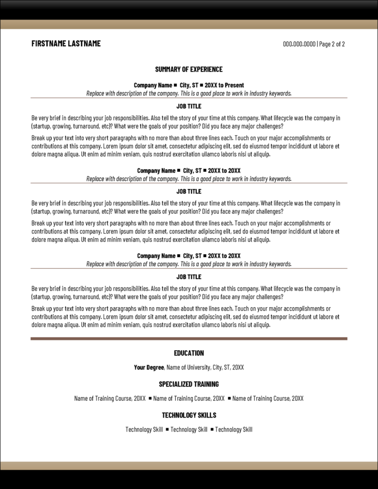 Skills-Based Resume Template for Word